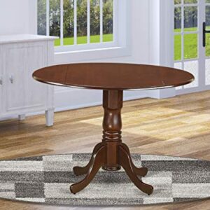 East West Furniture DLT-MAH-TP Dublin Table-Mahogany Table Top Surface & DUC-MAH-LC Dudley Padded Chair - Faux Leather Seat and Mahogany Solid Wood Frame Dining Room Chair Set of Two