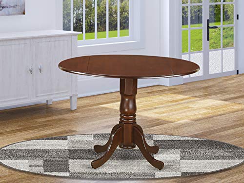 East West Furniture DLT-MAH-TP Dublin Table-Mahogany Table Top Surface & DUC-MAH-LC Dudley Padded Chair - Faux Leather Seat and Mahogany Solid Wood Frame Dining Room Chair Set of Two