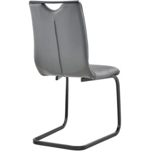 Armen Living Pacific Dining Room Accent Chair in Grey Faux Leather Finish-Set of 2, 20" Seat Height, Black/Gray