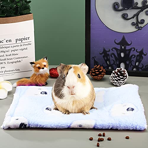 Jetec 2 Pieces Guinea Pig Bed Rabbit Bed Small Animal Hamster Warm Mats Winter Warm for Bunny Hamster Squirrel Hedgehog Chinchilla Small Animal Accessories(Green, Blue,Bear Pattern)