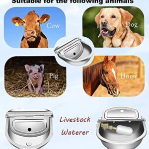 Automatic Livestock Drinking Water Bowl with 2 Float Ball Valves and (Drain Hole), 304 Stainless Steel Livestock Horse Waterer Dispenser, Water Trough for Cattle, Horse, Pig, Sheep, Dogs, Calf, Goat