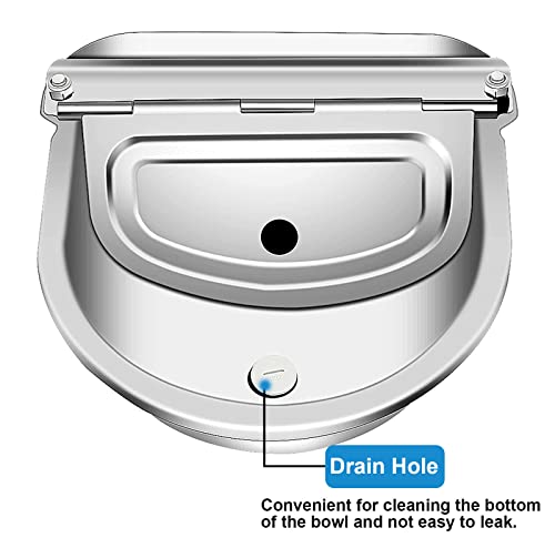 Automatic Livestock Drinking Water Bowl with 2 Float Ball Valves and (Drain Hole), 304 Stainless Steel Livestock Horse Waterer Dispenser, Water Trough for Cattle, Horse, Pig, Sheep, Dogs, Calf, Goat