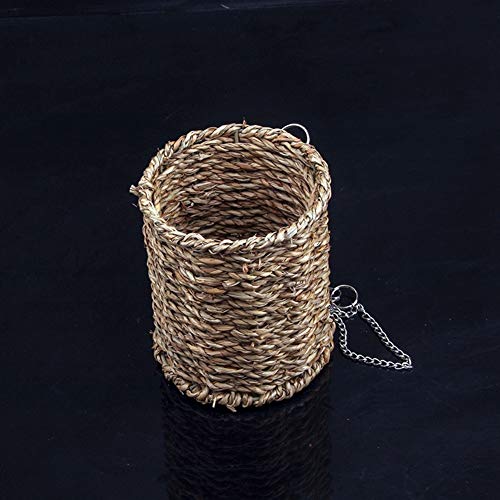 Woven Straw Bird tunnel - Seagrass Bird Tent Snuggle Toy Natural Hanging Hammock Swing Nest for Parrot Cockatiel Parakeet African Grey Cockatoo Macaw Amazon Lovebird Finch Hamster (4.72"x3.94"x10.2")