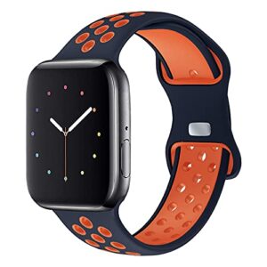 noy sport bands compatible with apple watch bands 42mm 44mm 45mm 49mm, breathable soft silicone sport women men replacement strap compatible for iwatch series 8/7/6/5/4/3/2/1/se/ultra, blue orange