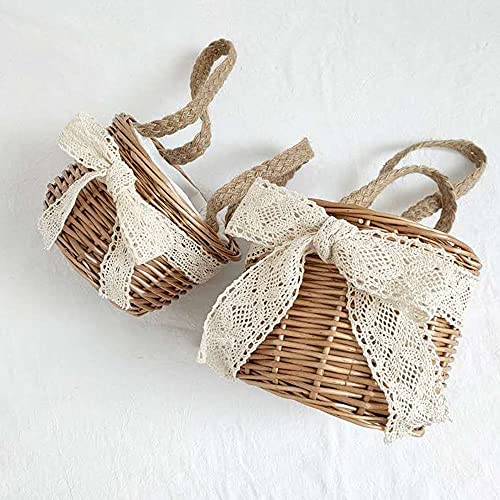 WSZJJ Flower Stand Woven Bag Container Beautiful Material Rattan Handmade Wedding Waterproof Flower Storage Basket (Size : 13cm)