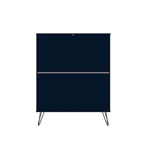 Manhattan Comfort Rockefeller Mid Century Modern 5-Drawer Tall Dresser, Tatiana Midnight Blue