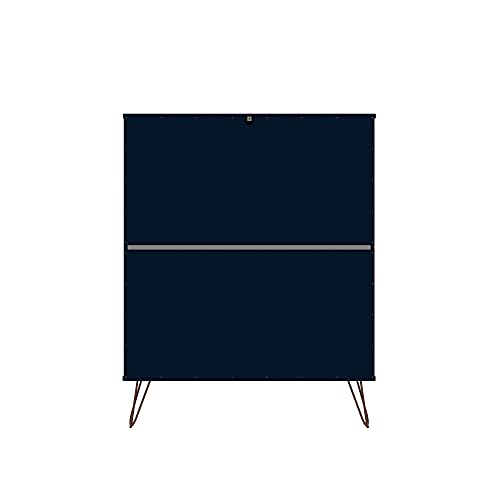 Manhattan Comfort Rockefeller Mid Century Modern 5-Drawer Tall Dresser, Tatiana Midnight Blue