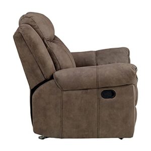 Lexicon Braelyn Fabric Double Glider Reclining Loveseat with Center Console, Receptacles, and USB Ports, 80" W, Brown