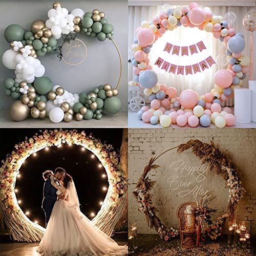 IDAODAN Round Backdrop Stand, 7.2ft(2.2m) Golden Circle Balloon Arch Backdrop Round Balloon Arch Stand Circle Arch Round Arch for Wedding Baby Shower Birthday Photo Background Supplies Decorations