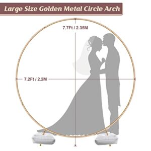 IDAODAN Round Backdrop Stand, 7.2ft(2.2m) Golden Circle Balloon Arch Backdrop Round Balloon Arch Stand Circle Arch Round Arch for Wedding Baby Shower Birthday Photo Background Supplies Decorations