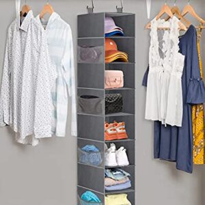 SLEEPING LAMB 8 Shelves Hanging Shoe Rack Wider Shoe Hanger Organizer for Closet Storage Clothes, Hats, Handbags, with 8 Mesh Pockets, Grey