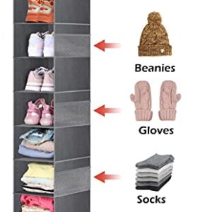 SLEEPING LAMB 8 Shelves Hanging Shoe Rack Wider Shoe Hanger Organizer for Closet Storage Clothes, Hats, Handbags, with 8 Mesh Pockets, Grey