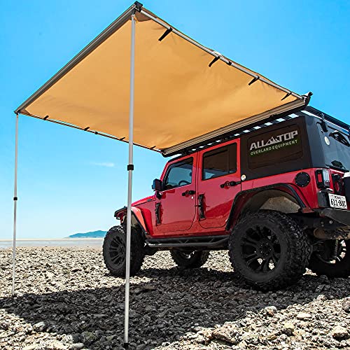 ALL-TOP Vehicle Awning 6.6'x8.2' Rooftop Pull-Out Retractable 4x4 Weather-Proof UV50+ Side Awning for SUV/Truck/Van