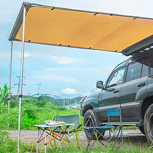 ALL-TOP Vehicle Awning 6.6'x8.2' Rooftop Pull-Out Retractable 4x4 Weather-Proof UV50+ Side Awning for SUV/Truck/Van