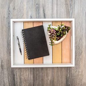 Decorative Wooden Serving Tray - Rustic Ottoman Tray for Coffee, Breakfast, Party, and Snacks.