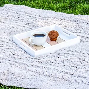 Decorative Wooden Serving Tray - Rustic Ottoman Tray for Coffee, Breakfast, Party, and Snacks.