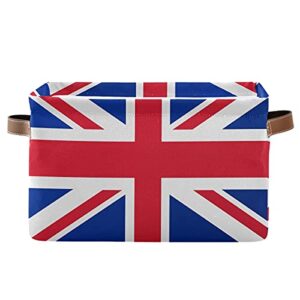 auuxva uk flag union jack storage bins basket, vintage british flag collapsible storage cube rectangle storage box with handles for shelf closet nursery bedroom home office 1 pack