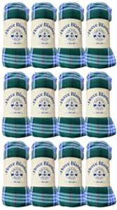 12 pack of bulk soft fleece blankets 50 x 60, light weight, cozy warm throw blanket sofa travel outdoor, wholesale (50 x 60, 12 green plaid)