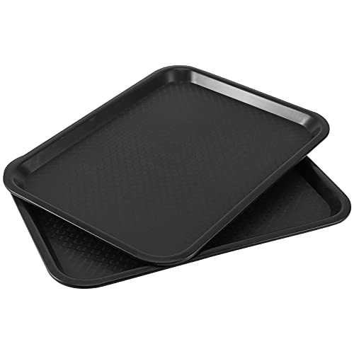 SEUNMUK 6 Pack 12 x 16 Inch Plastic Fast Food Trays, Cafeteria Trays, Scratch-Resistant Black Cafeteria Tray, Fast Food Serving Trays for School, Cafeteria, Restaurant