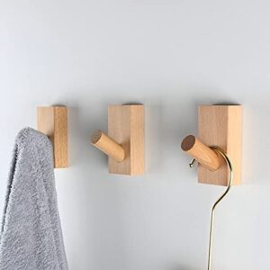 natural wood coat hooks,wood wall hooks hat rack,wooden coat hooks wall mounted,modern wall mounted coat and hat rack,heavy duty hooks(rectangle-beech,3pack)