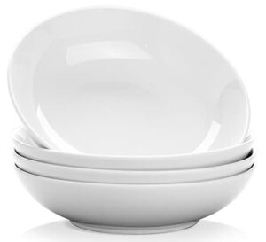 yedio pasta bowls, 30 ounces porcelain salad bowls for kitchen, shallow pasta bowls set, white pasta bowls, microwave dishwasher safe, set of 4