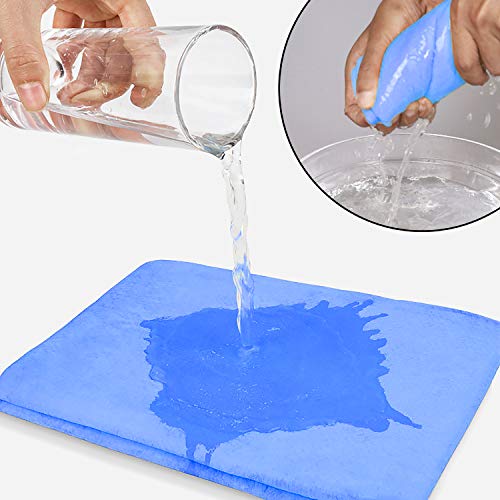 NICEASY 36"X24" Super Thick 1200GSM Pro Microfiber Car Wash Drying Towel Over 1.2 lbs,Over 1 Gallon Water Soakage,Blue Chamois Cloth, Сar Shammy Towel 26" x 17" Super Absorbent Chamois Cloth for Car,