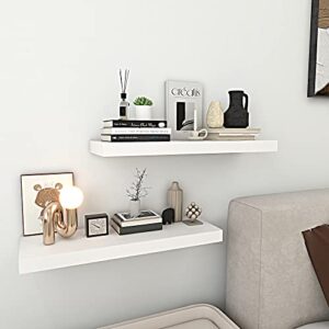 INHABIT UNION White Floating Shelves for Wall-24in Wall Mounted Display Ledge Shelves Perfect for Bathroom,Bedroom,Living Room and Kitchen Decor Storage