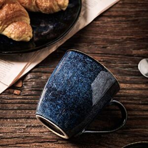 vicrays Coffee Mug Set, 12 Ounce, Set of 6, Ceramic Mug for Men, Women, Unique Glazed Mugs with Handle for Coffee, Tea, Milk, Cocoa, Cereal(blue)