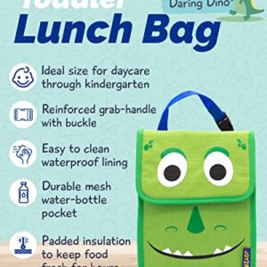 JOY2B Kids Lunch Bag - Insulated Dino Lunch Bag Kids with Water Bottle Holder - Reusable Snack Bags for Boys and Girls, Dinosaur Lunch Box Kids Perfect for School Camp Travel - Daring Dinosaur