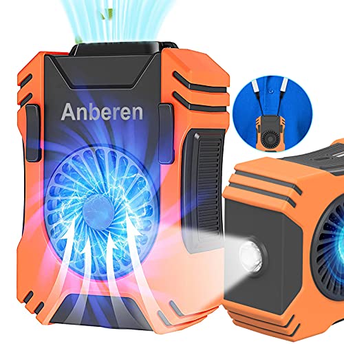 Portable Fan Clip on Waist 7000mAh,Personal Cooling Neck Fan 7100RPM Strong Airflow,5in1 with Flashlight/SOS & Portable Power Bank,3 Speeds for Workers,Camping Hiking Cooking, Outdoor Hot Terminator