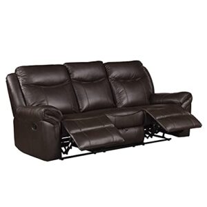 Lexicon Braelyn Faux Leather Double Reclining Sofa with Center Drop-Down Cup Holders, Receptacles, Hidden Drawer and USB Ports, 88.5" W, Dark Brown