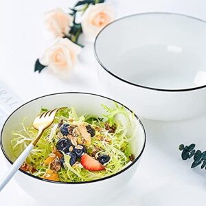 Dicunoy 3 Pack Large Serving Bowls, 65OZ Pho Bowl, Porcelain Mixing Bowl for Salad, Deep White Bowls for Soup, Noodle, Ramen, Dinner, Pasta, Cereal, Popcorn, Microwave & Dishwasher Safe