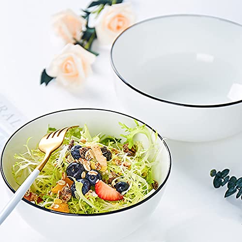 Dicunoy 3 Pack Large Serving Bowls, 65OZ Pho Bowl, Porcelain Mixing Bowl for Salad, Deep White Bowls for Soup, Noodle, Ramen, Dinner, Pasta, Cereal, Popcorn, Microwave & Dishwasher Safe