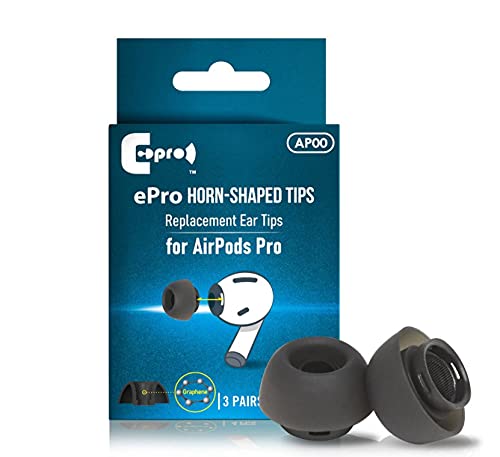 ePro Patented Horn-Shaped for AirPods Pro Ear Tips, Replacement Silicone Earbud Tips, Pressure Relief Vents Design with Dust Mesh, AP00, 6 Pcs, S/M/L