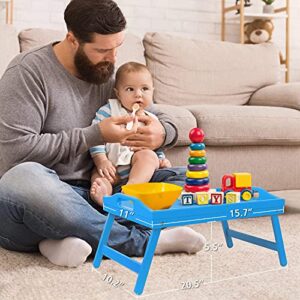 Breakfast Tray Folding Legs with Handles Kids Bed Tray Table for Sofa Eating,Drawing,Platters Bamboo Serving Lap Desk Snack Tray