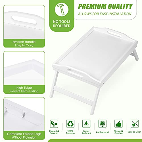 Breakfast Tray Folding Legs with Handles Kids Bed Tray Table for Sofa Eating,Drawing,Platters Bamboo Serving Lap Desk Snack Tray