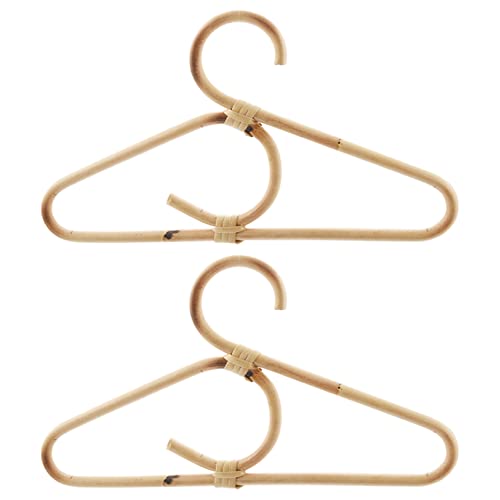 Bopfimer 2Pcs Rattan Clothes Hanger Style Kids Garments Organizer Rack Children Hanger Kids Room Decor Hangers for Clothes