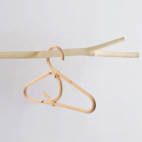 Bopfimer 2Pcs Rattan Clothes Hanger Style Kids Garments Organizer Rack Children Hanger Kids Room Decor Hangers for Clothes