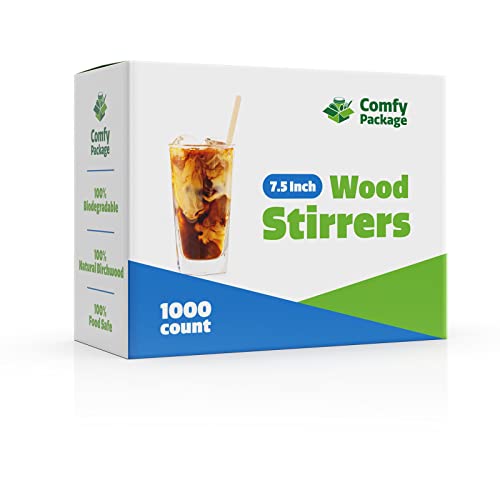 [1000 Count] 7.5 Inch Wooden Coffee Stirrers - Wood Stir Sticks