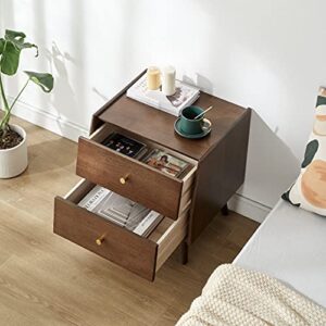 ESPSENT Modern 2-Drawer Nightstand Bedside Table Solid Wood Sofa Side End Table Bedroom Night Stand with Legs