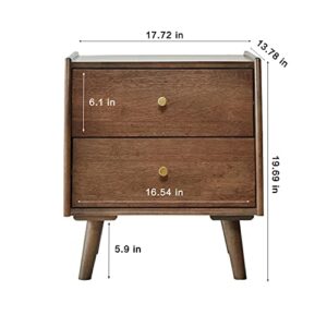 ESPSENT Modern 2-Drawer Nightstand Bedside Table Solid Wood Sofa Side End Table Bedroom Night Stand with Legs