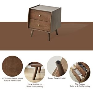 ESPSENT Modern 2-Drawer Nightstand Bedside Table Solid Wood Sofa Side End Table Bedroom Night Stand with Legs