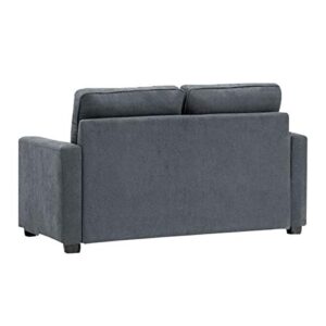 MELLCOM Modern Sofa Bed Mid-Century Upholstered Fabric Loveseat Sofa Folding Recliner Lounge Futon Couch for Living Room with 2 Throw Cushions,Grey