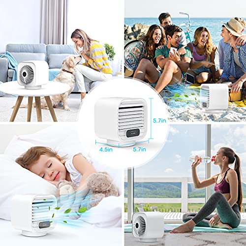 Viopic Personal Air Conditioner, 3 in1 Rechargeable 2000mAh Portable Air Conditioner Air Cooler, 100% Leakproof Design Evaporative Cooler Fan with 3 Speeds for Home and Office-with Water tank