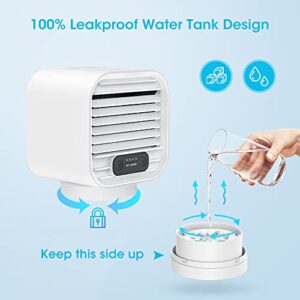 Viopic Personal Air Conditioner, 3 in1 Rechargeable 2000mAh Portable Air Conditioner Air Cooler, 100% Leakproof Design Evaporative Cooler Fan with 3 Speeds for Home and Office-with Water tank