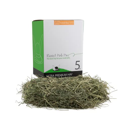 Rabbit Hole Hay Ultra Premium, Hand Packed Coarse Orchard Grass for Your Small Pet Rabbit, Chinchilla, or Guinea Pig (5lb)