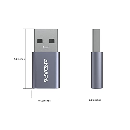 ANDAPA USB C Female to USB Male Adapter(2 Pack), C to USB Adapter for iPhone 12 13 14 Mini Pro Max,Airpods iPad pro,Samsung Galaxy Note 10 20 21 S21 Plus,Google Pixel 5 4 4a 3A XL