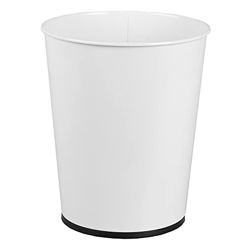 Home Basics Open Top Waste Bin | Non-Skid Base | 8 Lt Capacity | Measures 9.5" x 10.25" | Made from Steel (Solid Design, White)