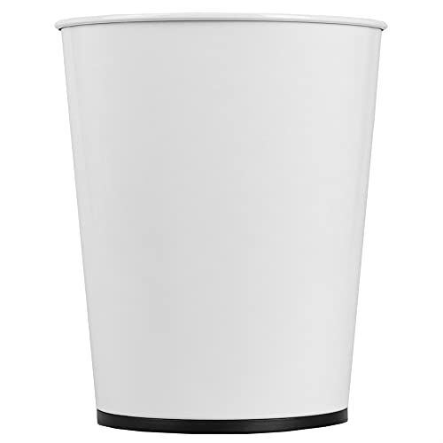 Home Basics Open Top Waste Bin | Non-Skid Base | 8 Lt Capacity | Measures 9.5" x 10.25" | Made from Steel (Solid Design, White)