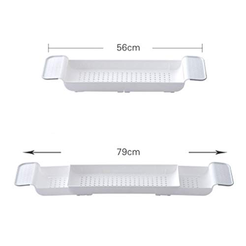 HomDSim Bath Tray Shelf,Plastic Bathtub Holder Non-Slip Telescopic Bathtub Caddy,Adjustable Multifunction Storage Tub Shelf Bathtub Stand for Bathroom,56-79x17.5x9cm(22-31x6.8x3.5inch)